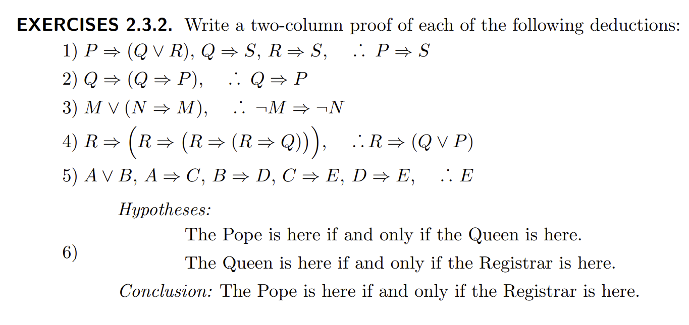 Solved 7 > EXERCISES 2.3.2. Write a two-column proof of each | Chegg.com