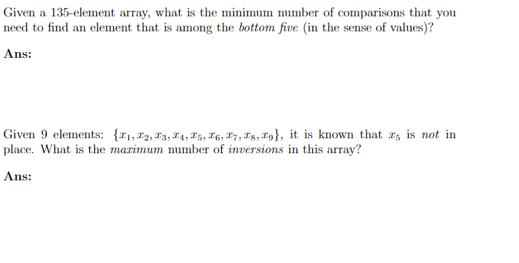 Solved Given a 135-element array, what is the minimum number | Chegg.com