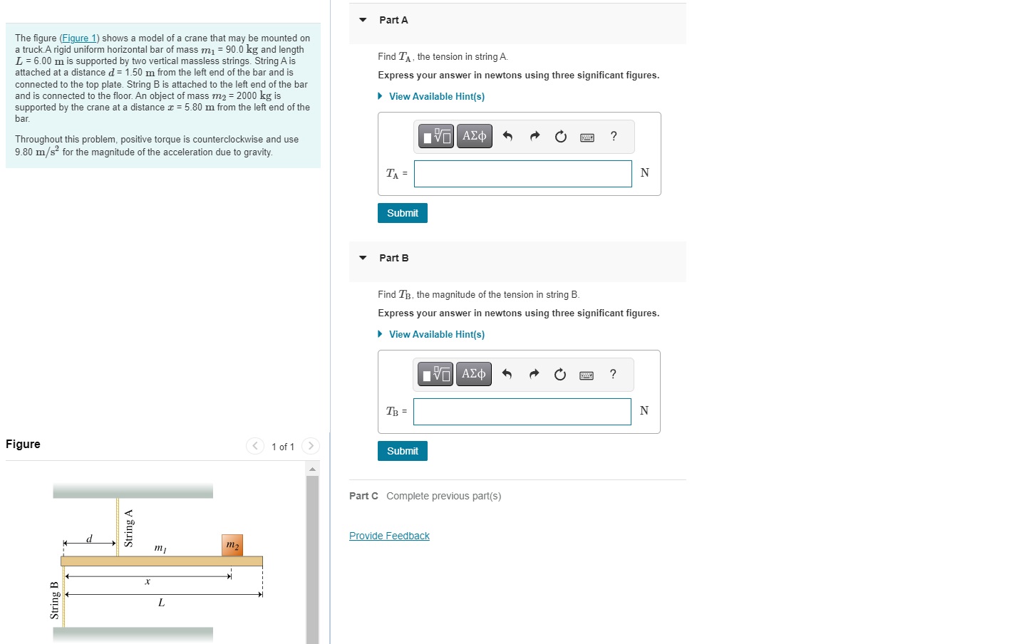 Solved The figure (Figure 1) ﻿shows a model of a crane that | Chegg.com