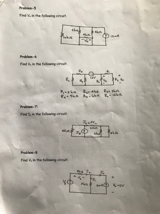 Solved Problem-5 Find Vo in the following circuit. Problem-6 | Chegg.com