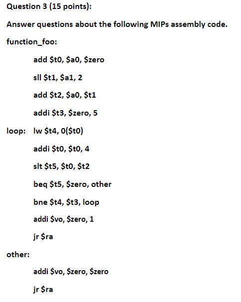 Solved Answer questions about the following MIPs assembly | Chegg.com