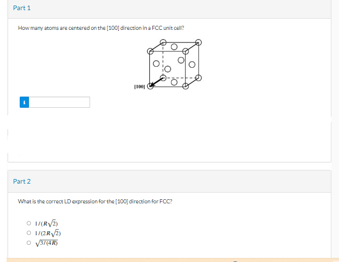 Solved How many atoms are centered on the [100] direction in | Chegg.com