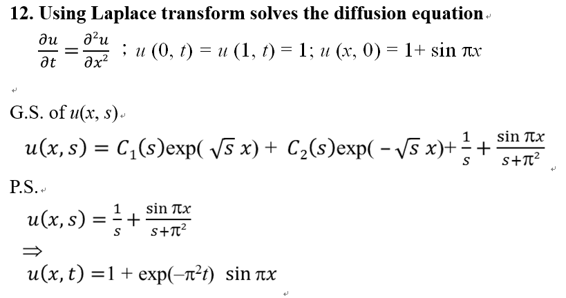 Solved 12. Using Laplace transform solves the diffusion | Chegg.com