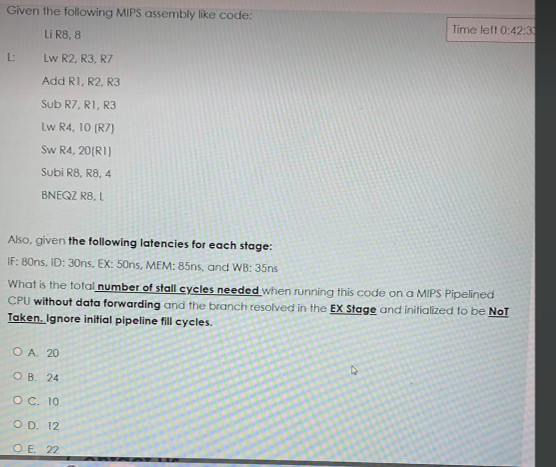 Solved Given the following MIPS assembly like code:Li | Chegg.com