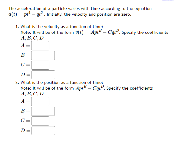 Solved The acceleration of a particle varies with time | Chegg.com