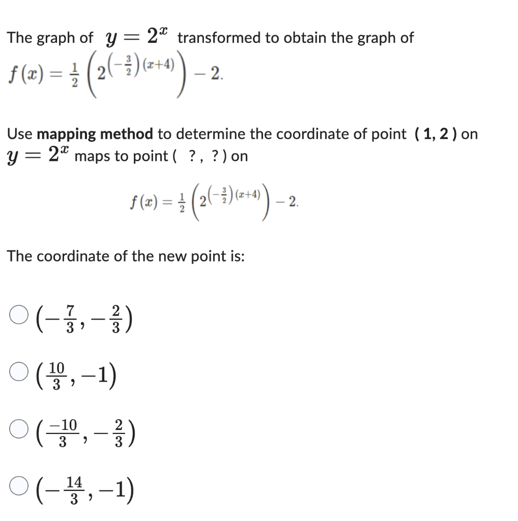 Solved The graph of y=2x transformed to obtain the graph of | Chegg.com