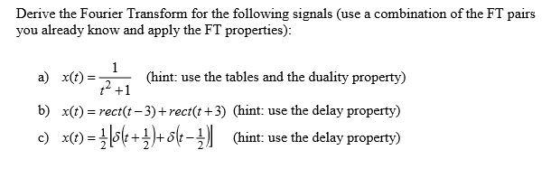 Solved Derive the Fourier Transform for the following | Chegg.com