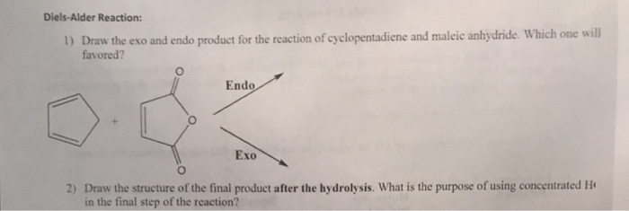 Solved Diels-Alder Reaction: ) Draw the exo and endo product | Chegg.com