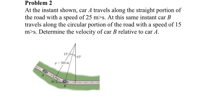Solved Problem 2 At the instant shown, car A travels along | Chegg.com