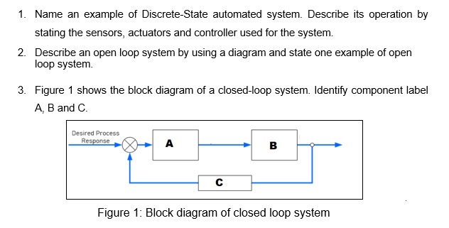 Solved 1. Name an example of Discrete-State automated | Chegg.com