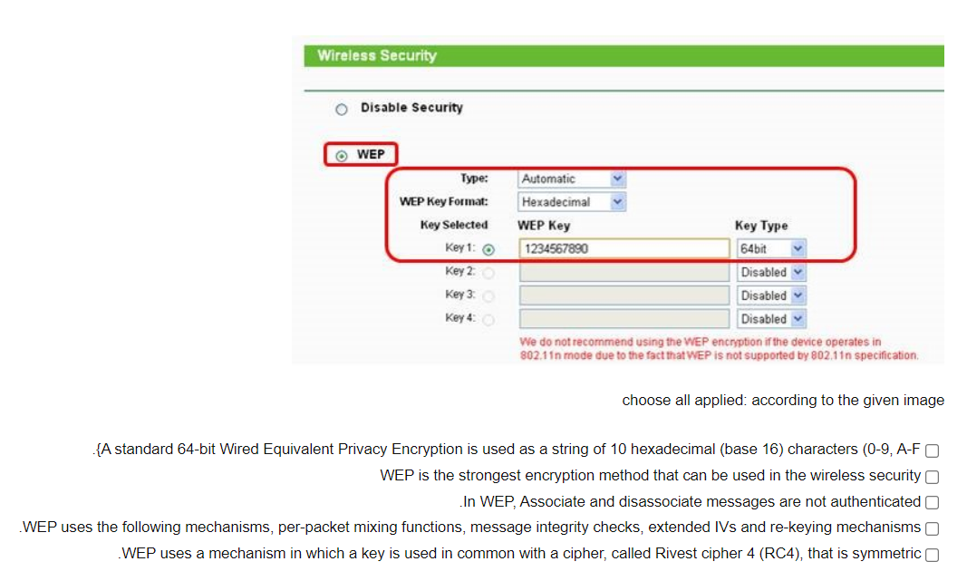 Solved Wireless Security Disable Security WEP