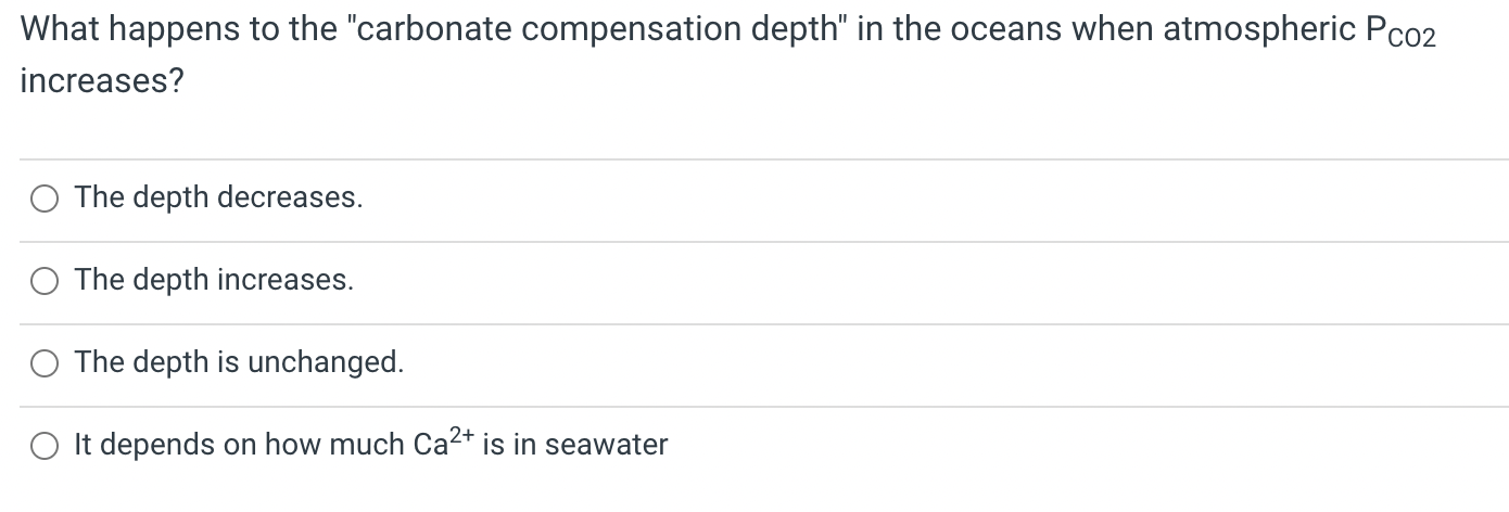Solved What happens to the "carbonate compensation depth" in | Chegg.com