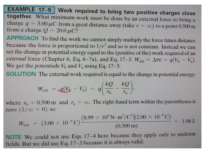 Solved EXAMPLE 17-5 Work required to bring two positive | Chegg.com