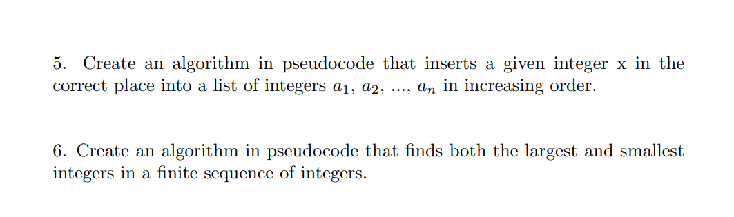 Solved 5. Create an algorithm in pseudocode that inserts a | Chegg.com