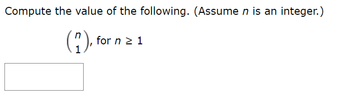 Solved Compute the value of the following. (Assume n is an | Chegg.com