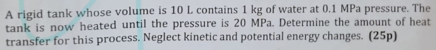 Solved A rigid tank whose volume is 10 ﻿L contains 1 ﻿kg of | Chegg.com