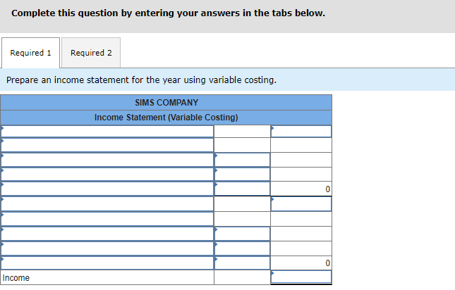 Solved Sims Company began operations on January 1. Its cost | Chegg.com