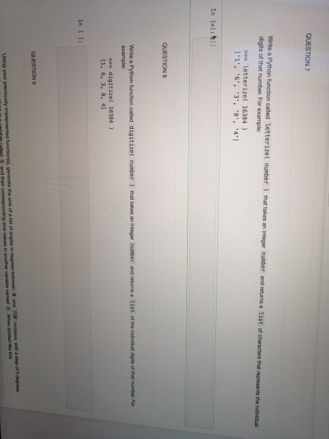 Solved QUESTION 7 Write a Python function called letterizel | Chegg.com