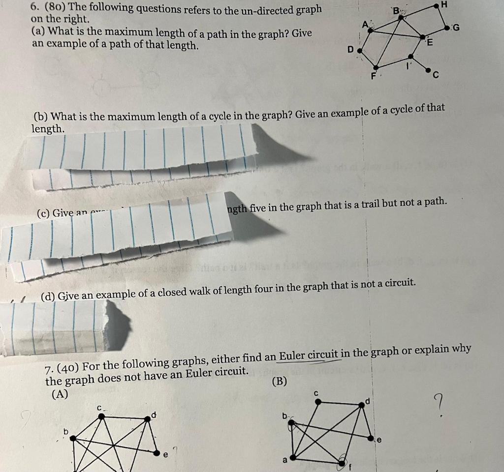 6. (80) The following questions refers to the | Chegg.com