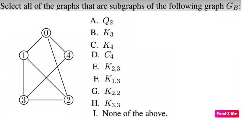 Solved Select all of the graphs that are subgraphs of the | Chegg.com