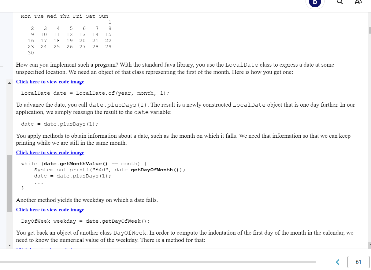 Solved Change the calendar printing program so it starts the | Chegg.com