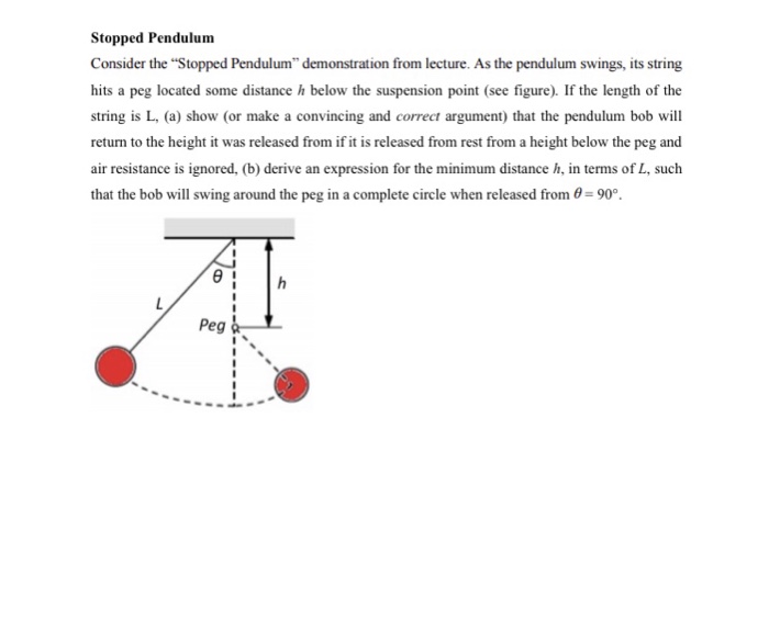 Solved Stopped Pendulum Consider the "Stopped Pendulum" | Chegg.com