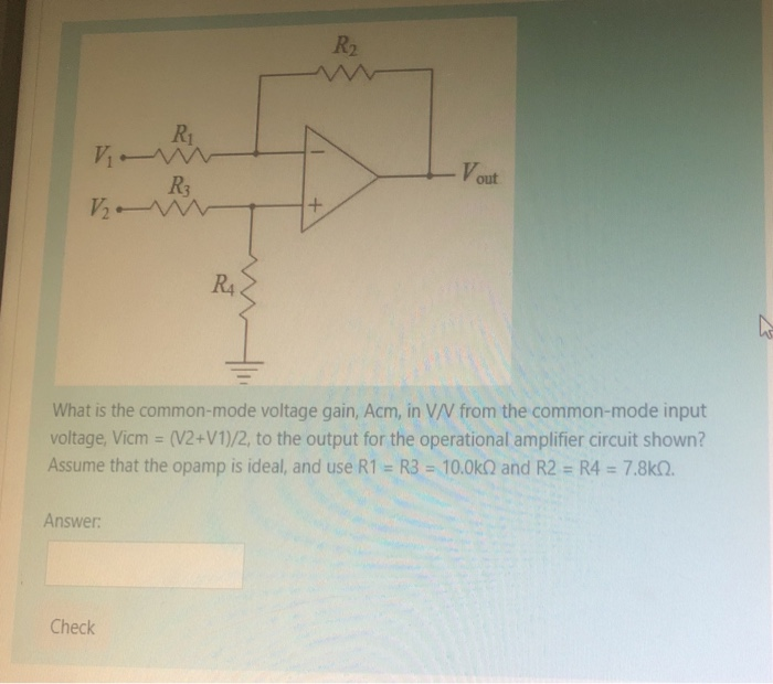 Solved R2 R1 Vout Rs R4 What is the common-mode voltage | Chegg.com