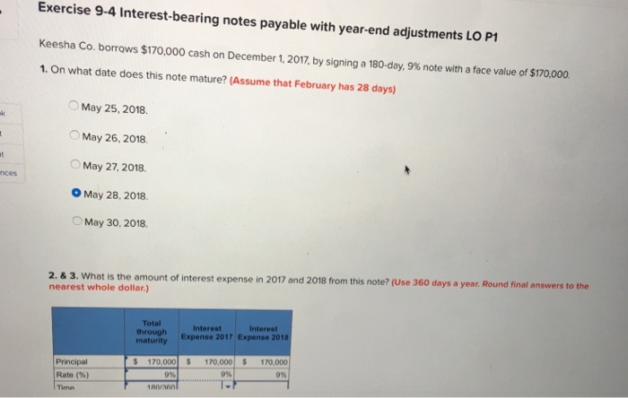 Solved Exercise 9-4 Interest-bearing notes payable with | Chegg.com