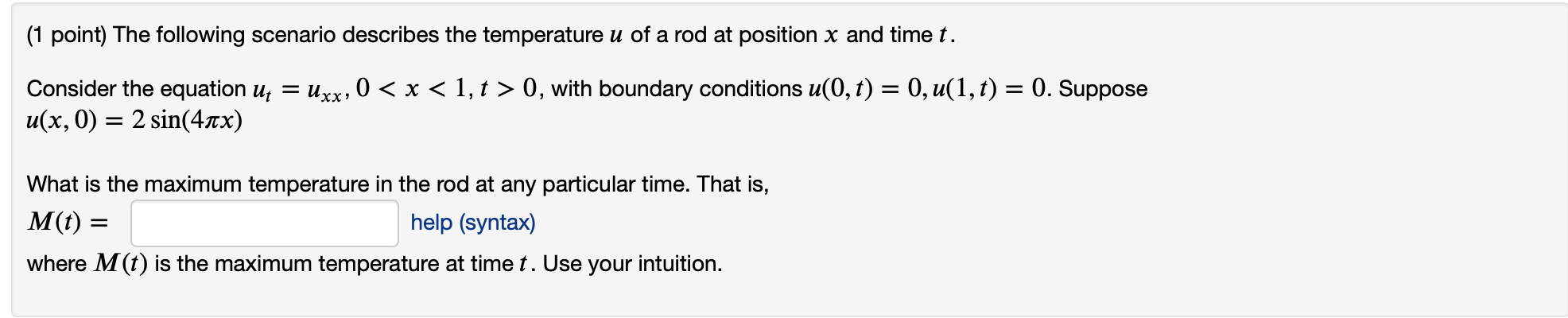 Solved (1 point) The following scenario describes the | Chegg.com