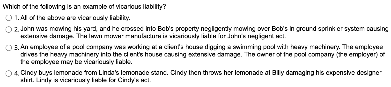 Solved Which of the following is an example of vicarious | Chegg.com