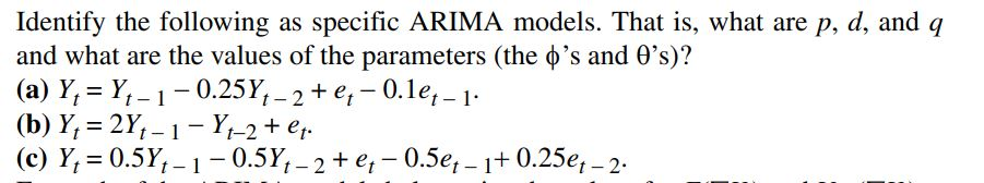 Solved Identify the following as specific ARIMA models. That | Chegg.com