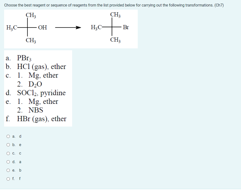 Solved Choose the best reagent or sequence of reagents from | Chegg.com