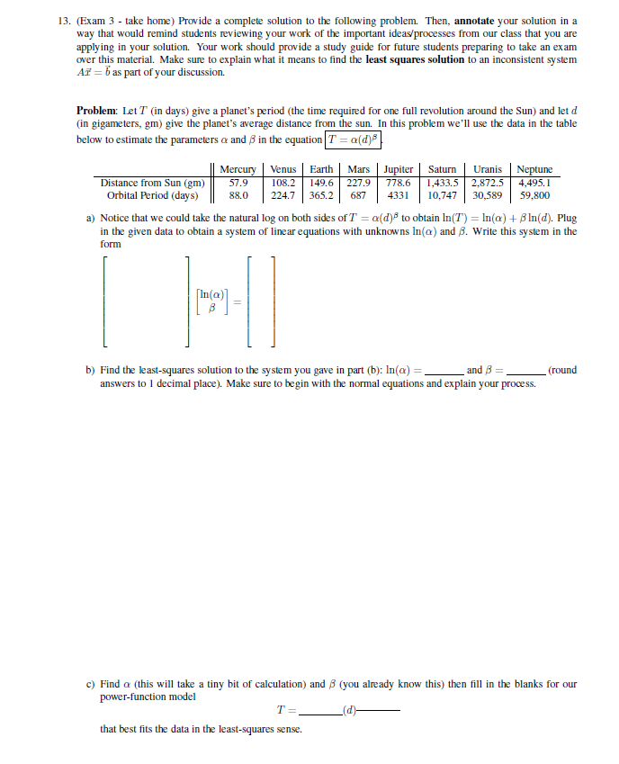 Solved 13. (Exam 3 - take home) Provide a complete solution | Chegg.com