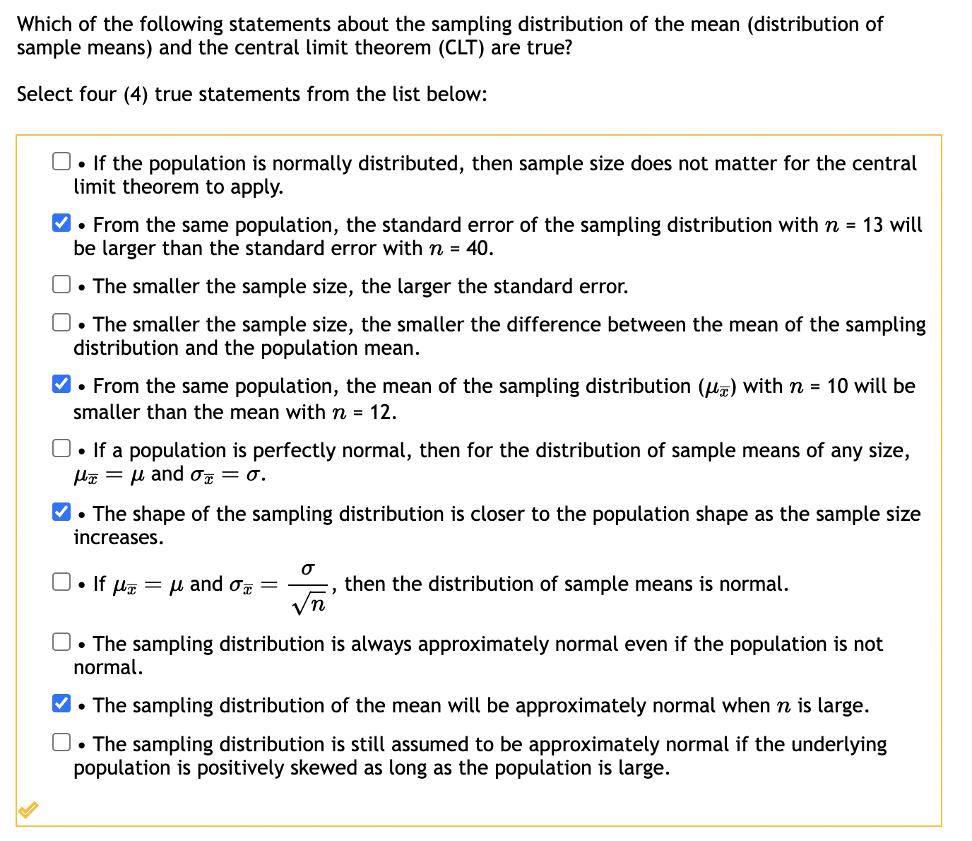 Solved Which of the following statements about the sampling | Chegg.com