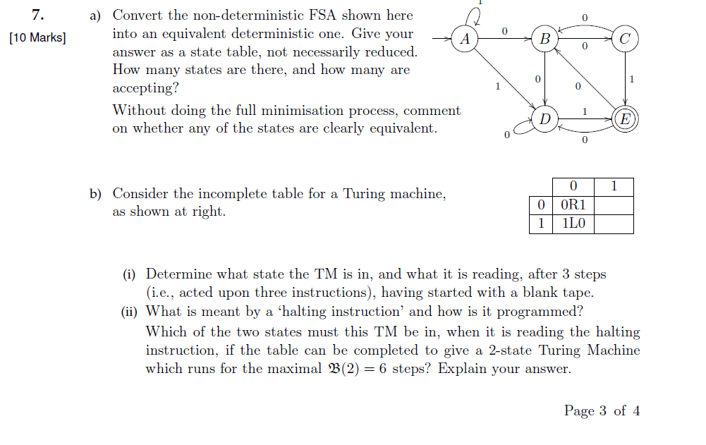 Solved a) Convert the non-deterministic FSA shown here into | Chegg.com