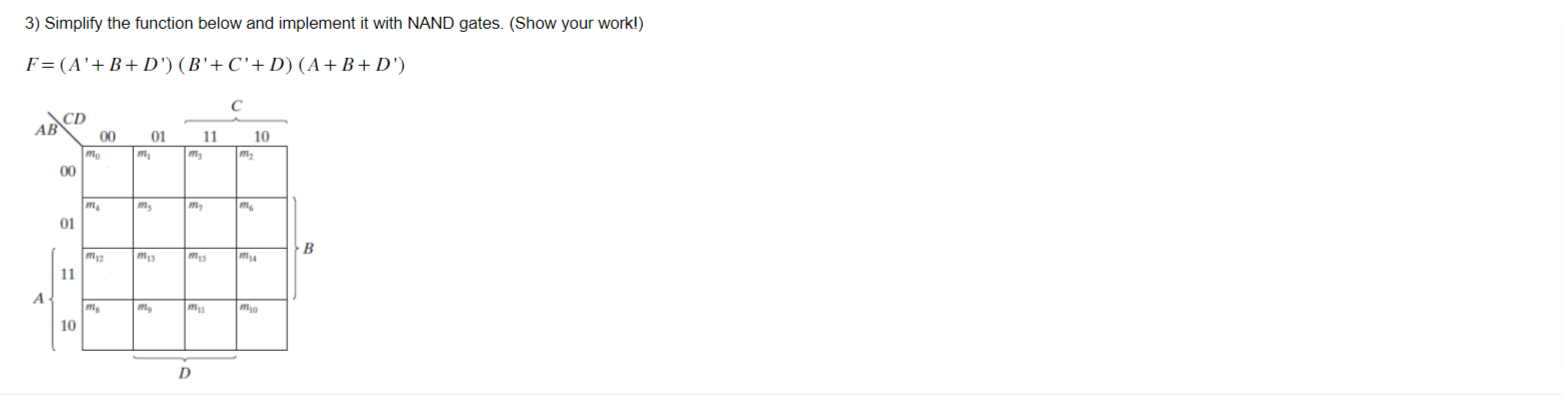 Solved 3) Simplify the function below and implement it with | Chegg.com