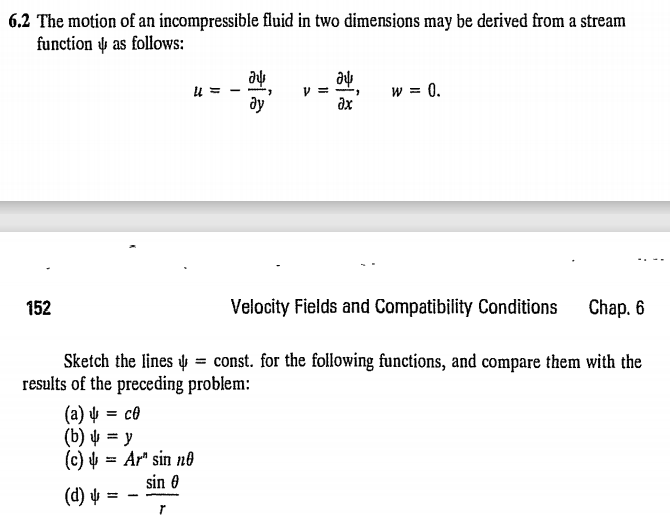 6.2 The motion of an incompressible fluid in two | Chegg.com