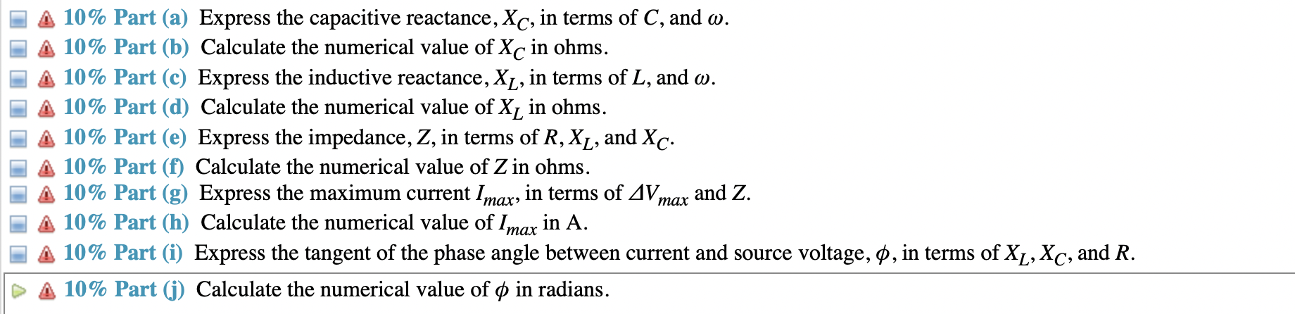 Solved (5\%) Problem 9: In a simple AC circuit shown on the | Chegg.com