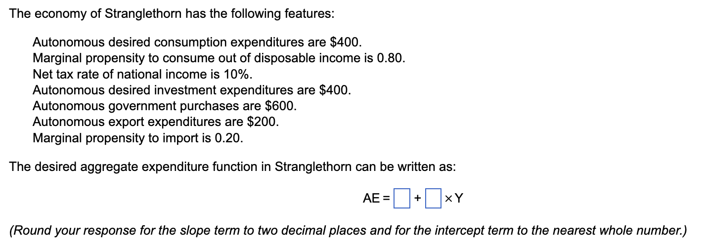 Solved The economy of Stranglethorn has the following | Chegg.com