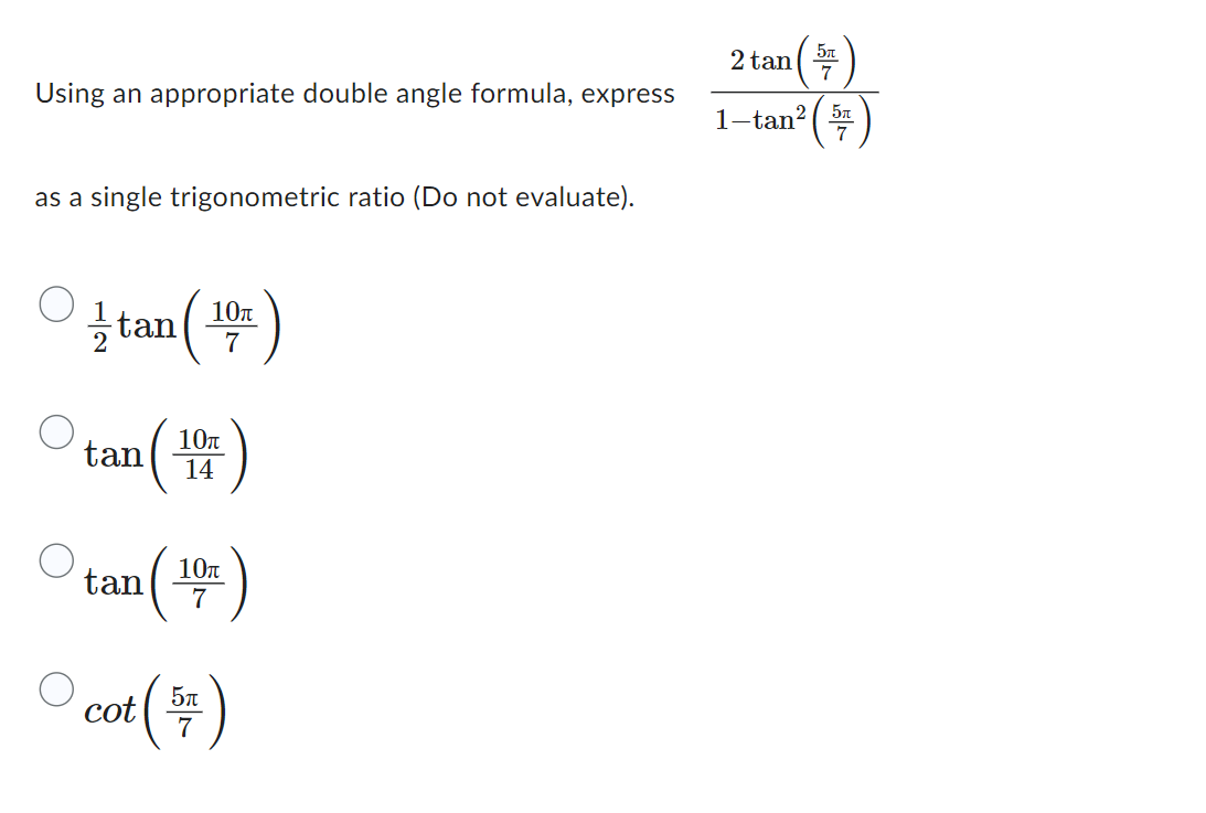 Solved Using an appropriate double angle formula, express | Chegg.com