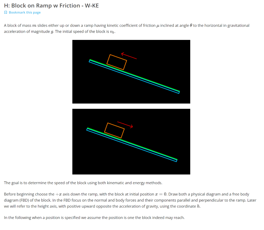 Solved A block of mass m slides either up or down a ramp | Chegg.com