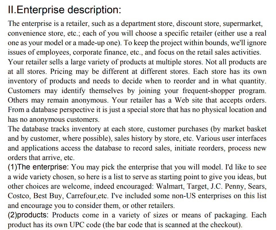 Solved I.Goal: The goal of this project is to provide a | Chegg.com