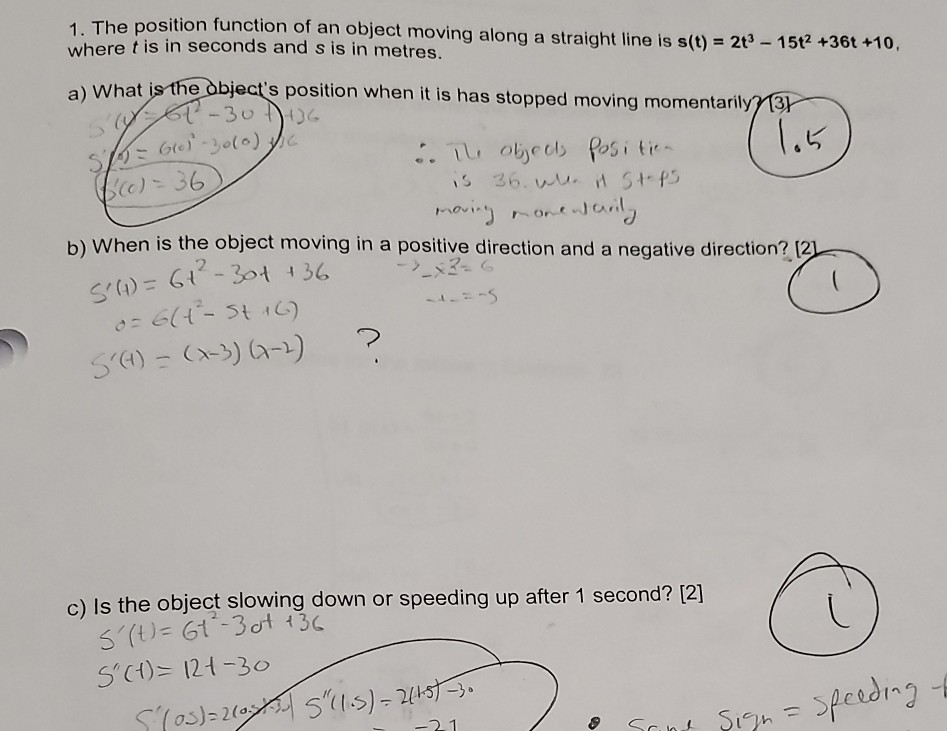 Solved The position function of an object moving along a | Chegg.com
