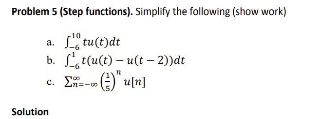 Solved Problem 5 (Step functions). ﻿Simplify the following | Chegg.com