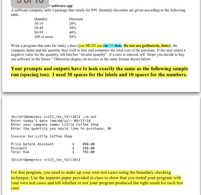 Solved software.cpp A software company sells a package that | Chegg.com