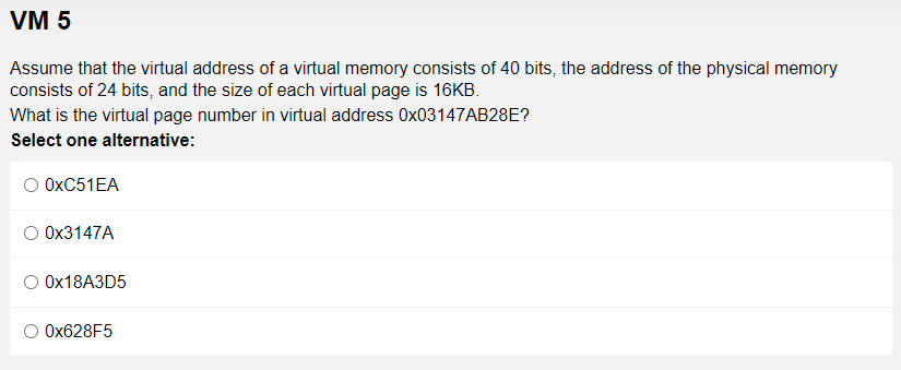 Solved Assume that the virtual address of a virtual memory | Chegg.com