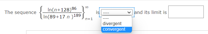 Solved The sequence {ln(89+17n)189ln(n+128)86}n=1∞ and its | Chegg.com