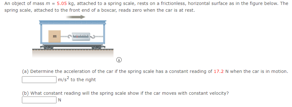 Solved An object of mass m=5.05 kg, attached to a spring | Chegg.com