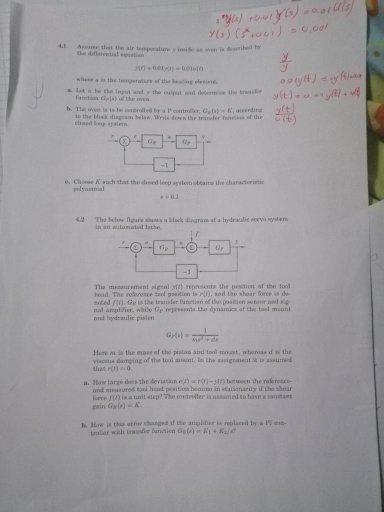 Solved 4.1 Asaume that the air temperature y inside an oven | Chegg.com