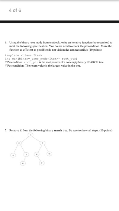 Solved 4 of 6 6. Using the binary tree node from textbook, | Chegg.com